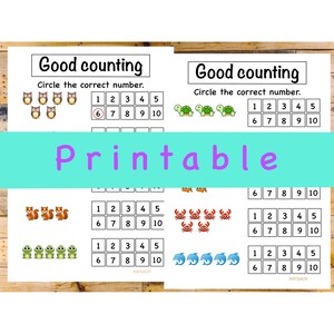 4 Printable Animal Counting Worksheets. Learning to Count, Kindergarten ...