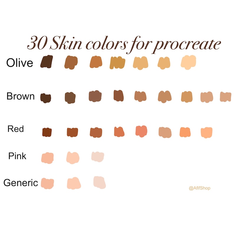 Skin Tones Color Palette, Color Palette, iPad , Procreate App, Color ...