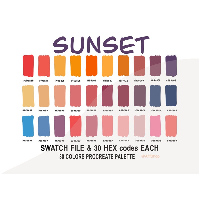 Sunset Color Palette, Sunset, Color Palette, Ipad, Procreate App ...