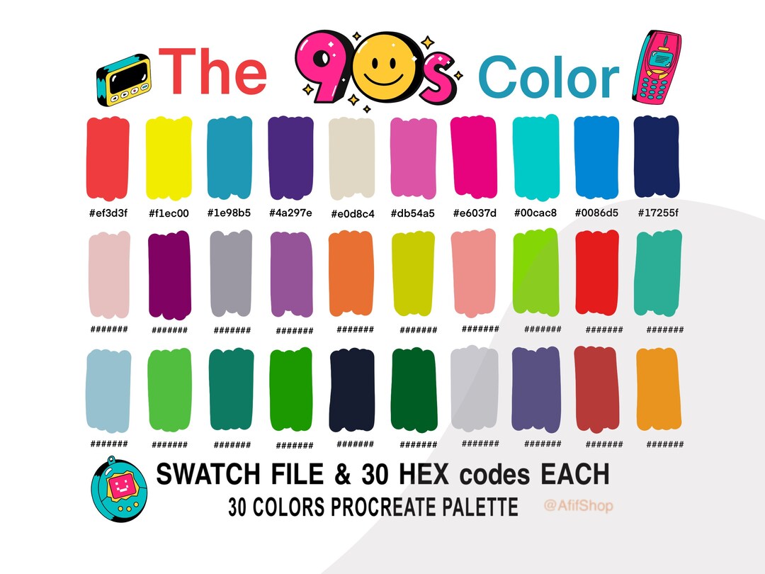 The 90s Color 90's Vibes Color Palette iPad Color - Etsy