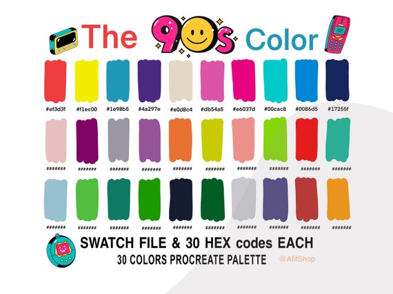 The 90s Color 90's Vibes Color Palette Ipad Color - Etsy