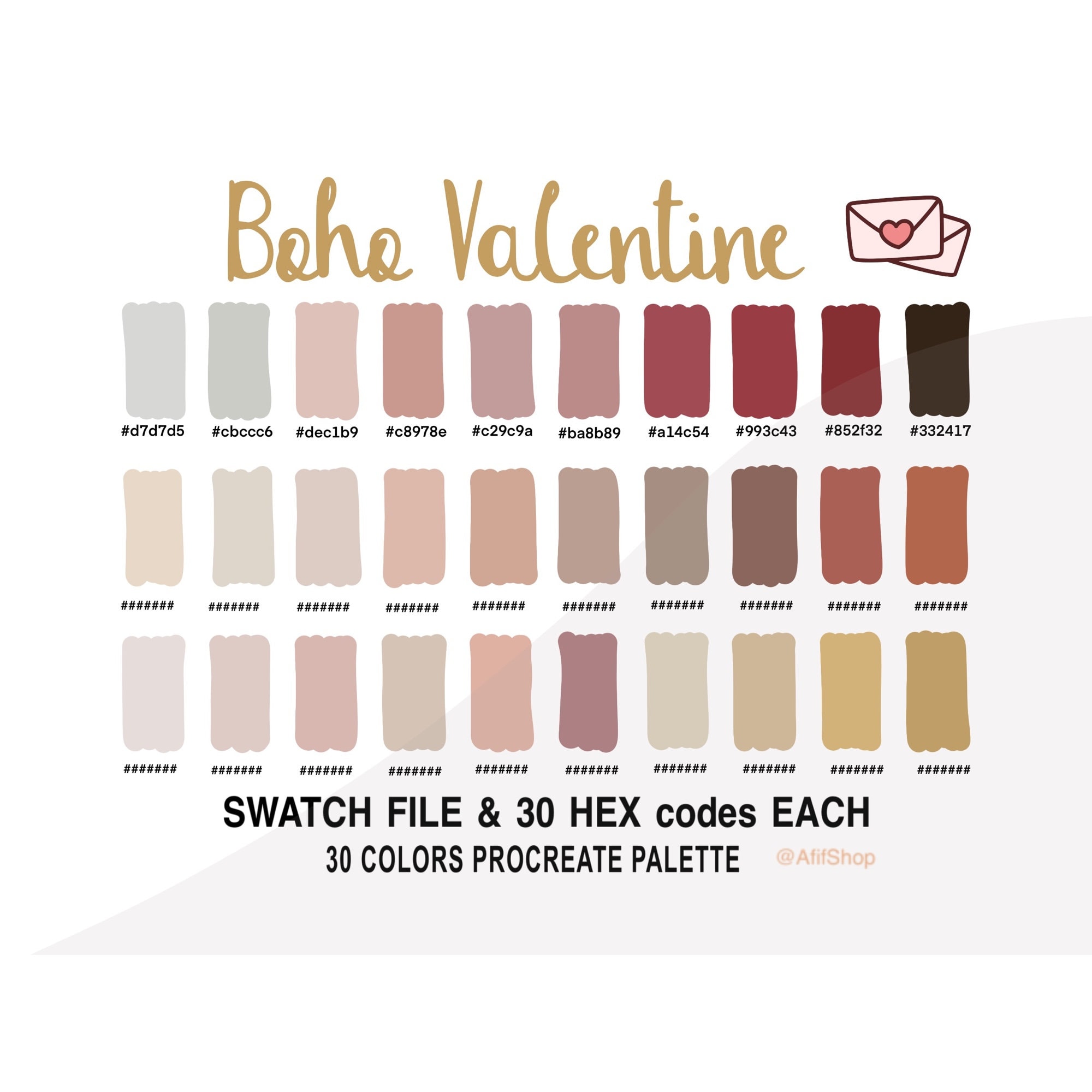 Boho Valentine, Color Palette, Valentine's Day, Ipad, Procreate App ...