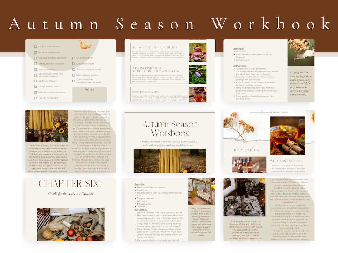 Autumn Season - Guided Workbook: 53-page PDF Printable - Fall Planner ...