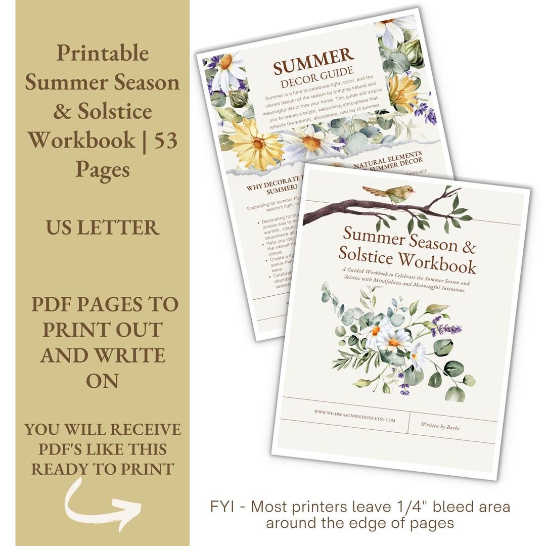 Summer Season and Solstice Workbook, 53 Pages Workbook, Seasonal Living ...