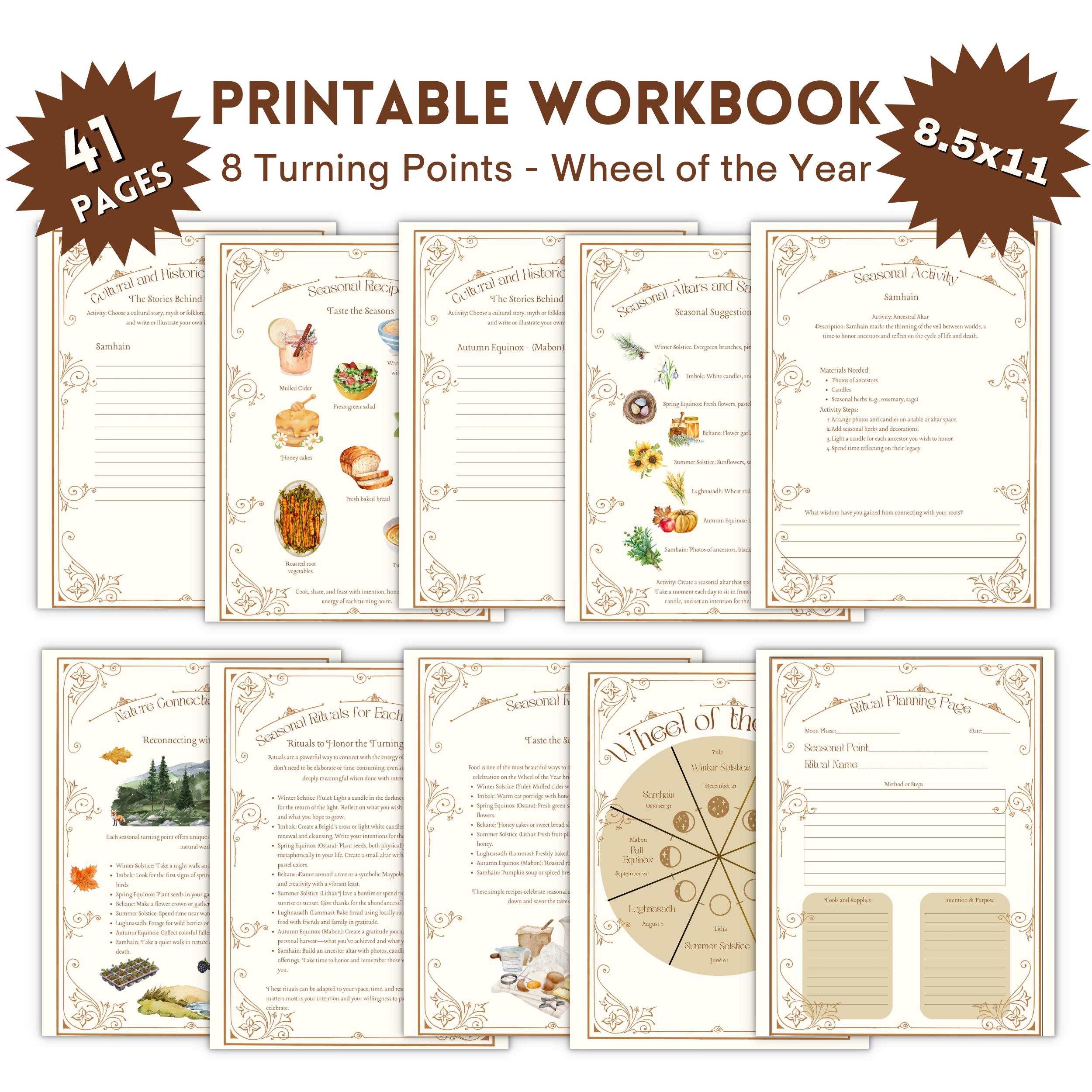 8 Seasonal Turning Points on the Wheel of the Year Workbook - Etsy