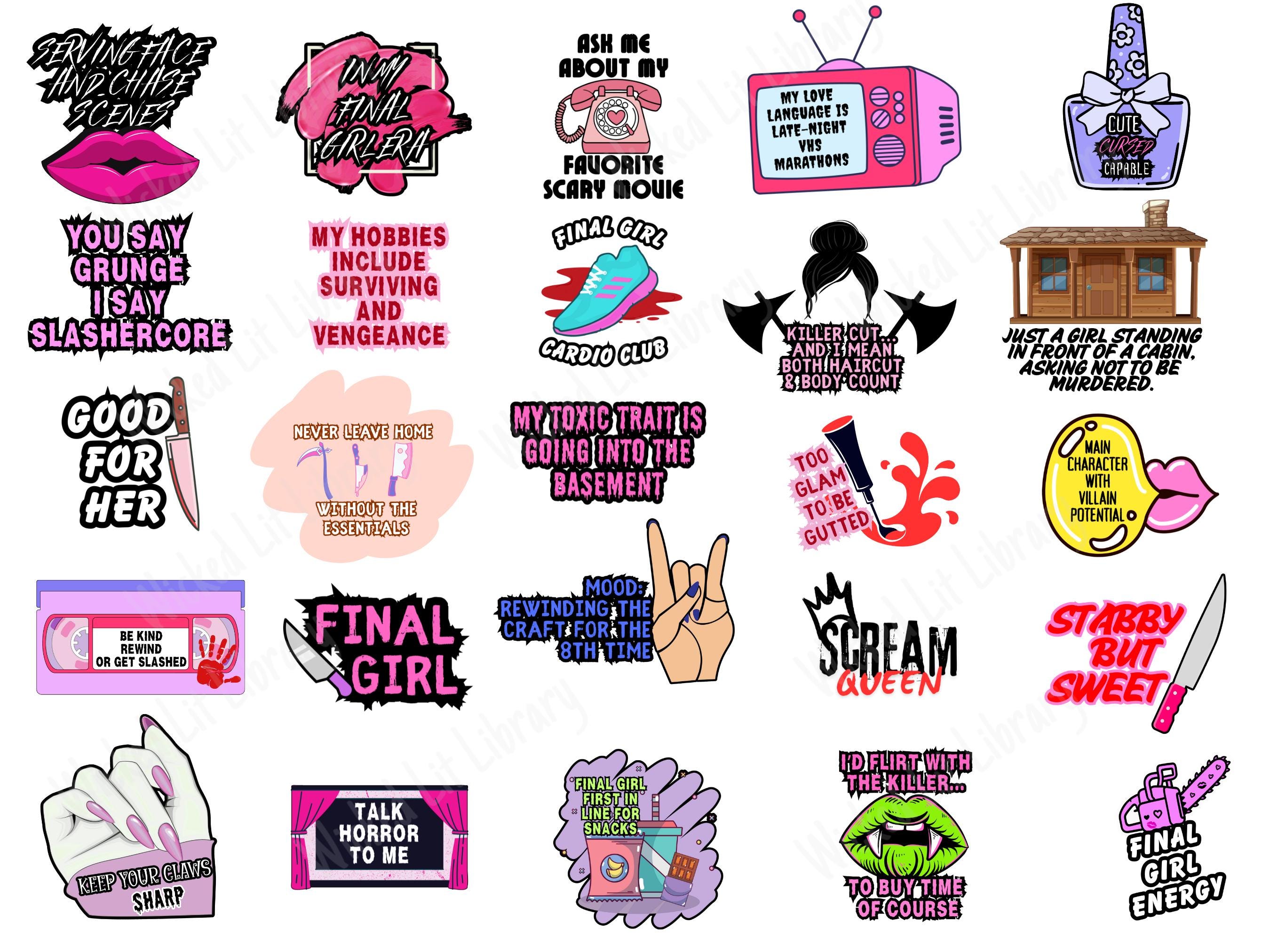 Scream Queen PNG Bundle: Vintage Horror Movie Graphics (digital ...
