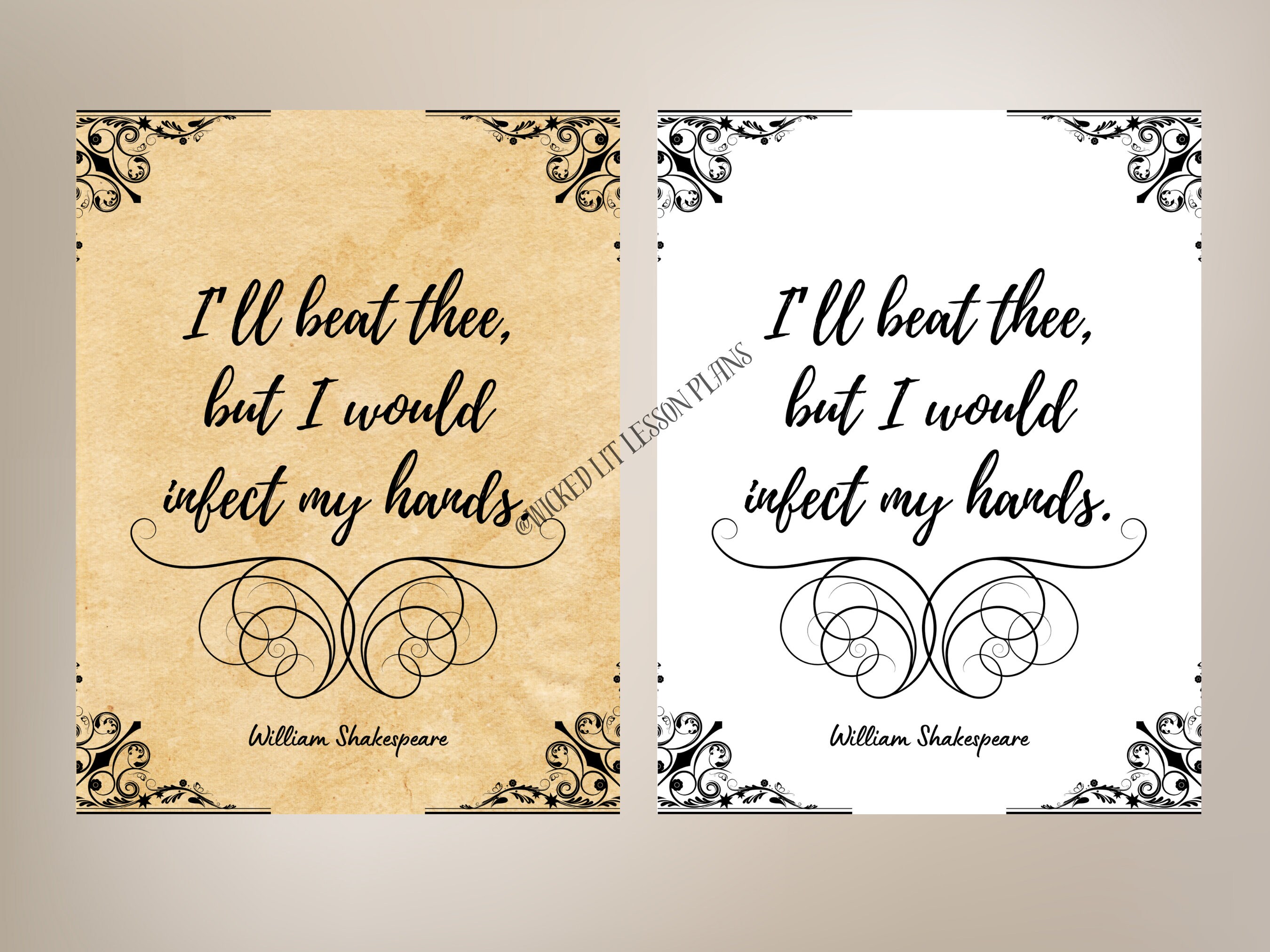 16 Witty Shakespeare Insults Bundle Downloadable Classroom Decor ...