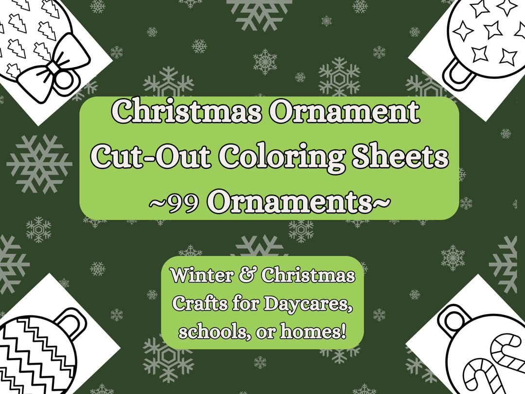 Christmas Tree Ornament Coloring Pages Medium Size Winter - Etsy