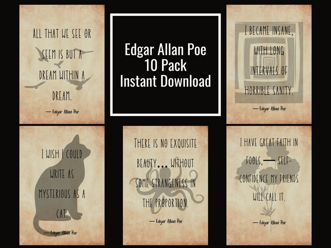 Edgar Allan Poe Quote Bundle - Macabre Gothic Romance Digital Print ...