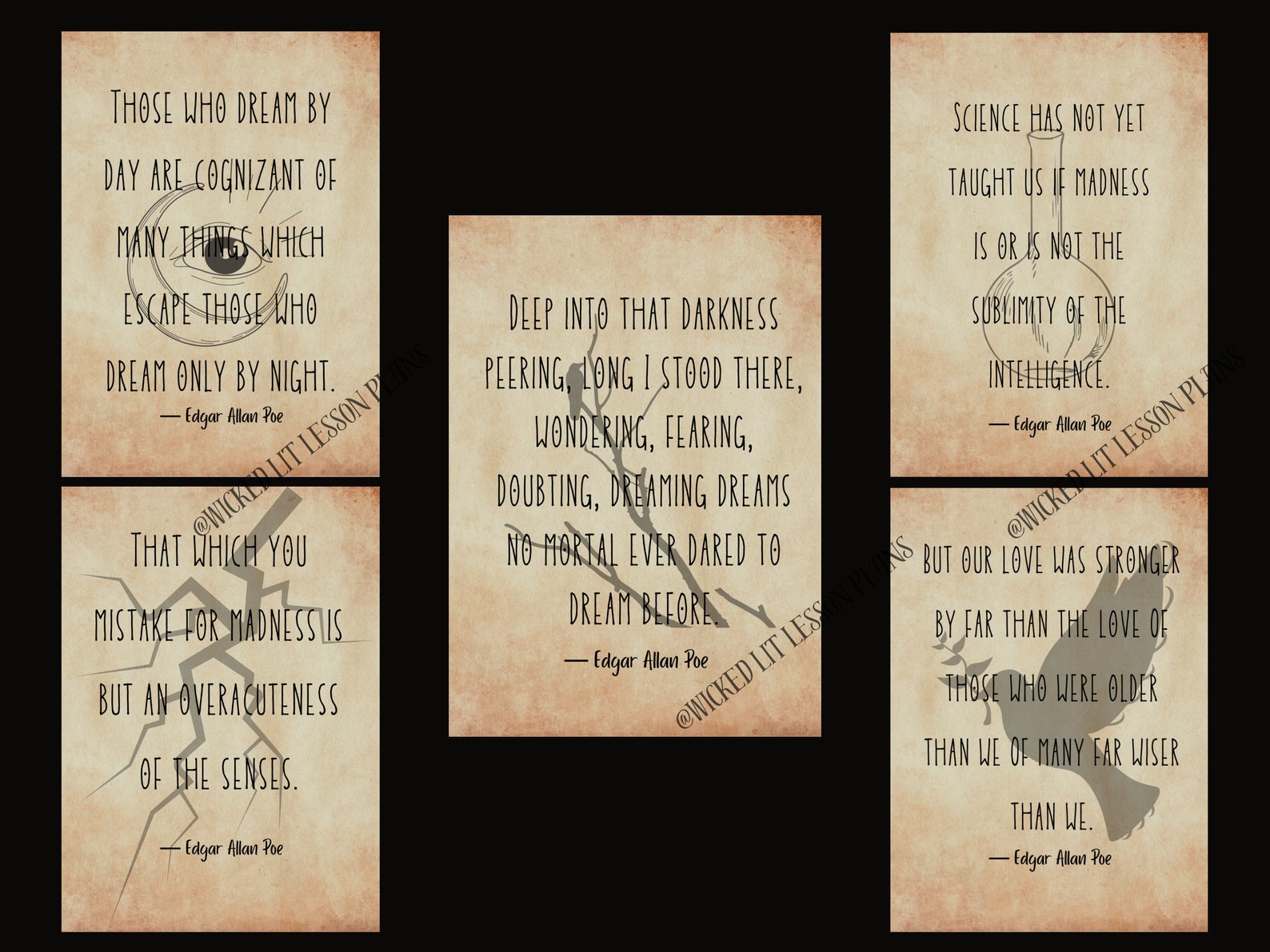 Edgar Allan Poe Quote Bundle - Macabre Gothic Romance Digital Print ...