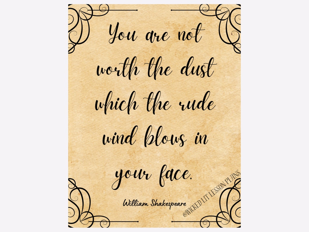 King Lear Insult Art Shakespearean Humor Famous Sayings Digital Poster