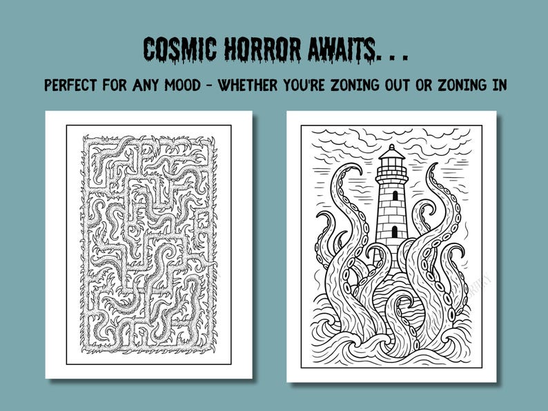 Tentacle Horror Coloring Pages | 20 Dark Fantasy & Eldritch Monster ...