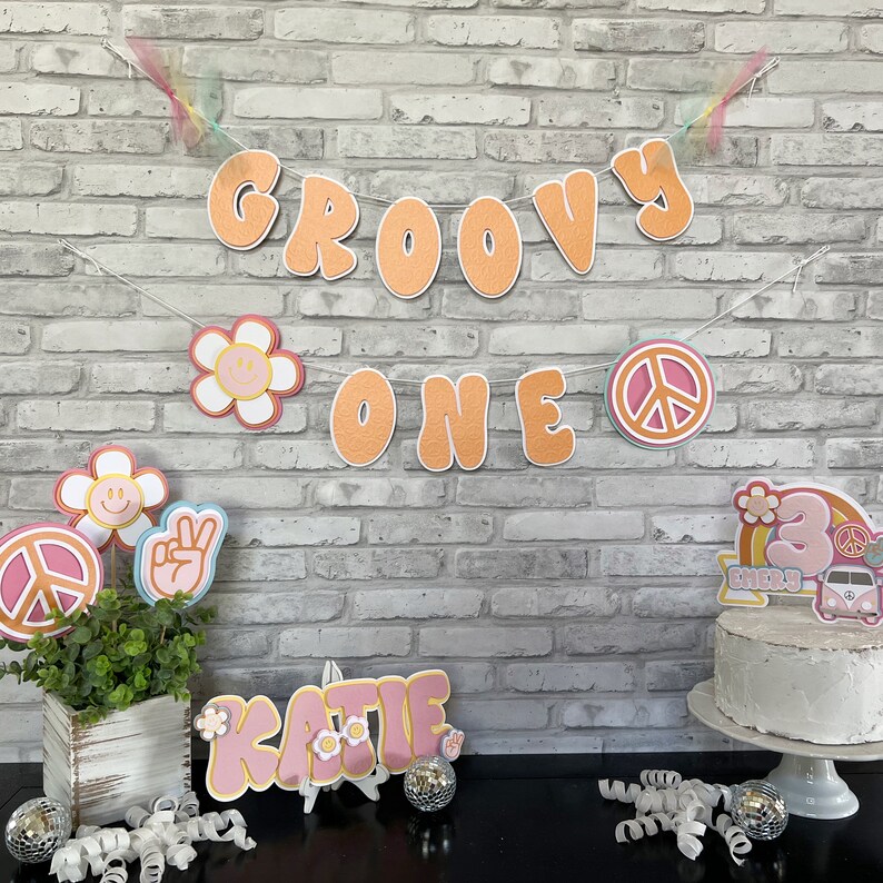 Groovy One Birthday Banner|groovy One Party|one Groovy Birthday Banner ...