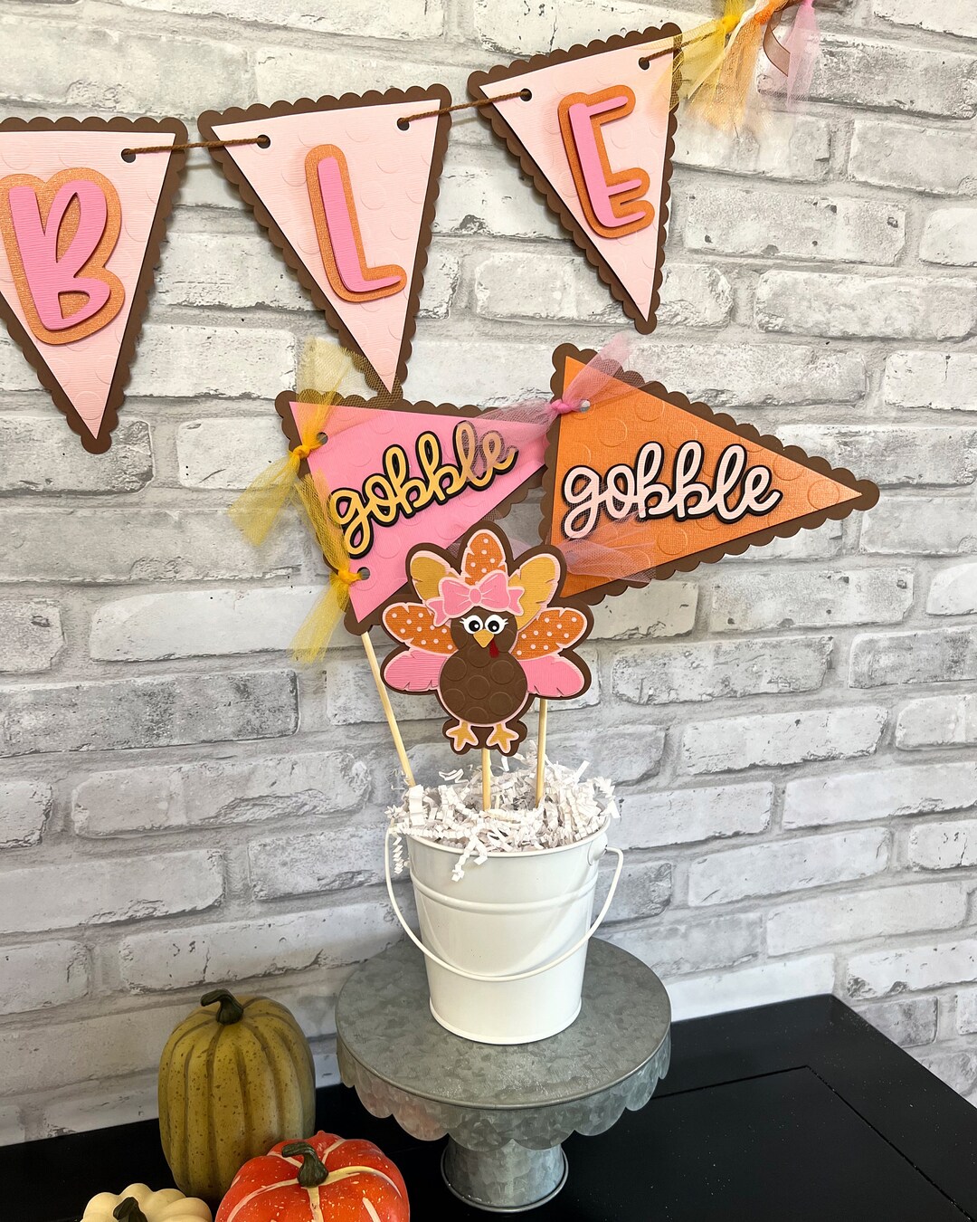 Thanksgiving Turkey Centerpiece Girlturkey Cake Topper Thanksgiving ...