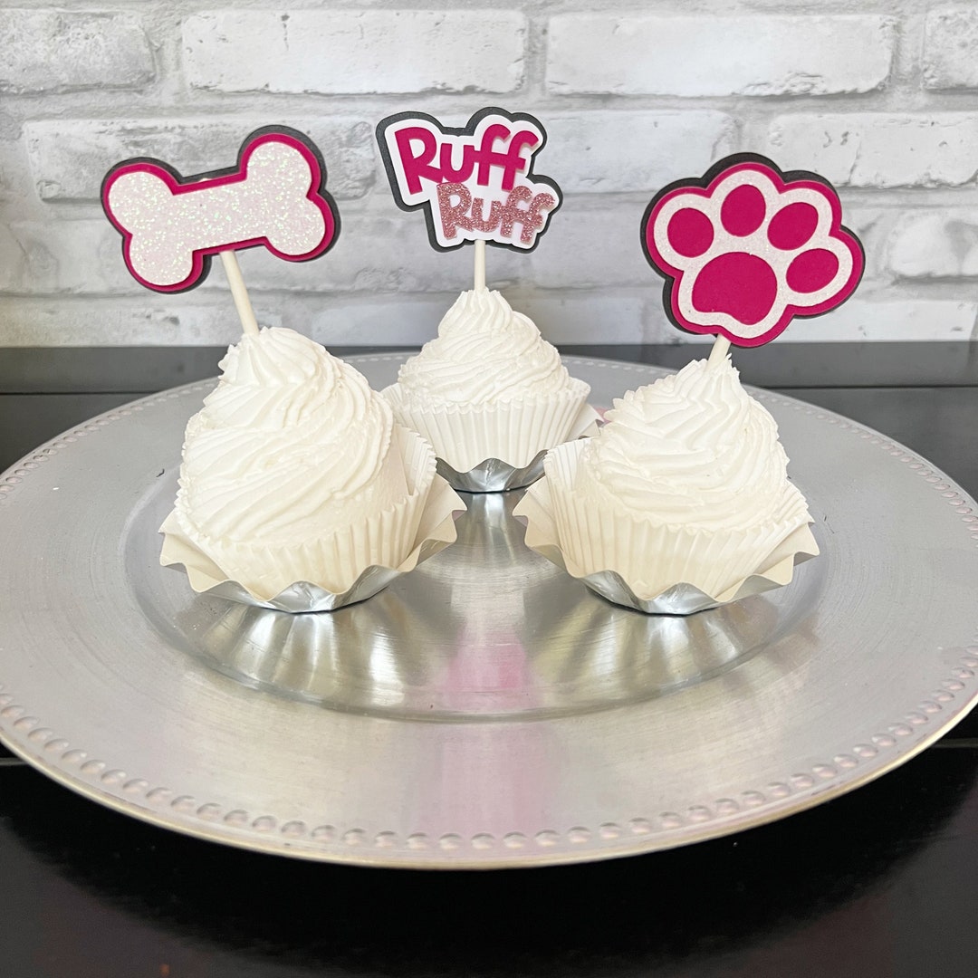 Puppy Cupcake Toppers Pink/cupcake Toppers/birthday Cupcakes/puppy ...