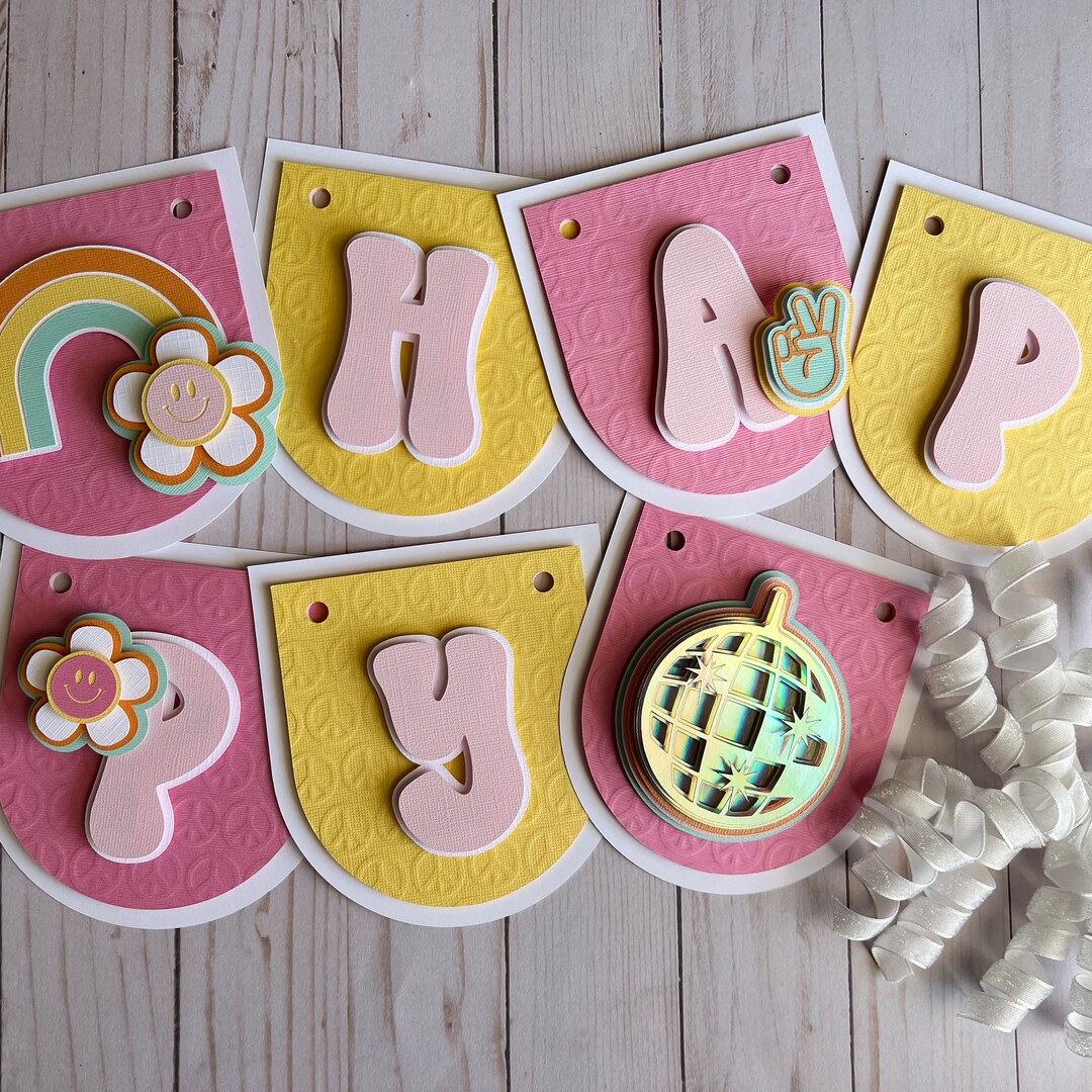 Groovy Happy Birthday Bannerhippie Birthday Banner70's Bannerkid's ...