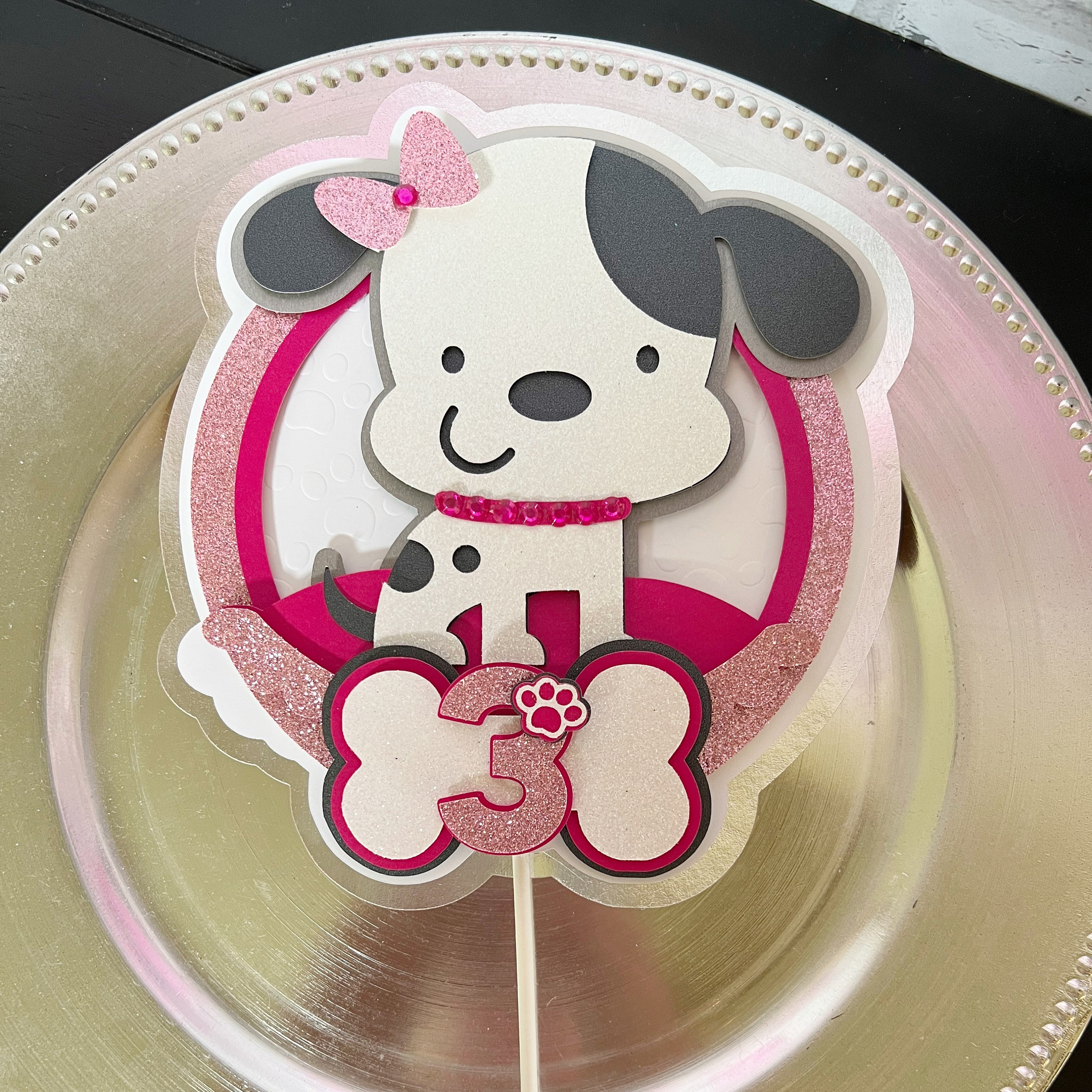 Puppy Cake Topper Pink/dog Cake Topper/puppy Cake Decor/cake - Etsy