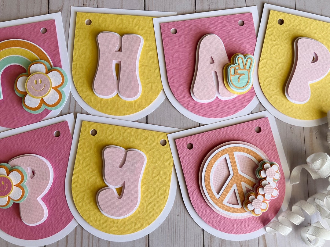 Groovy Happy Birthday Banner|hippie Birthday Banner|70's Banner|kid's ...