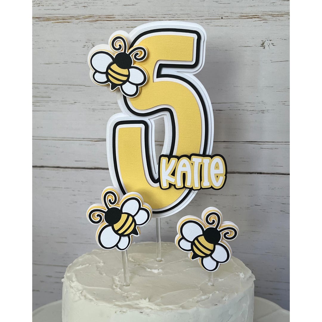 Bee Birthday Cake Topper|personalized Bee Cake Topper|happy Bee Day ...
