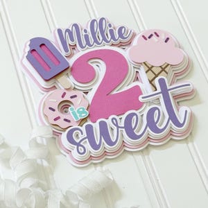 Two Sweet Personalized Cake Topper|donut Birthday Cake Topper|ice Cream ...