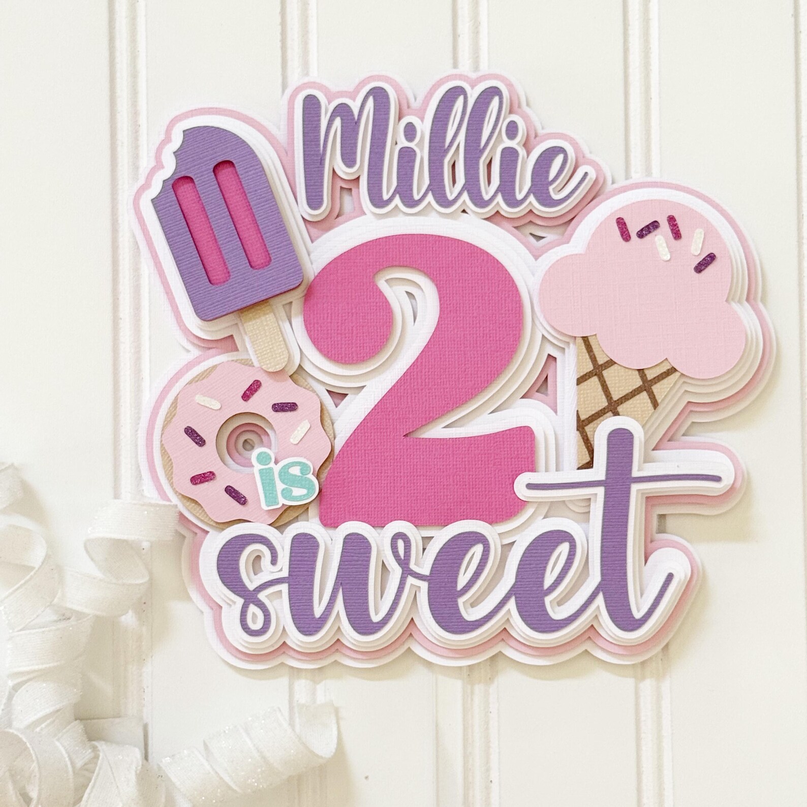 Two Sweet Personalized Cake Topper|donut Birthday Cake Topper|ice Cream ...