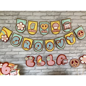 Groovy Party Banner, Peace Love Party Banner, Hippie Party Banner, 70's ...