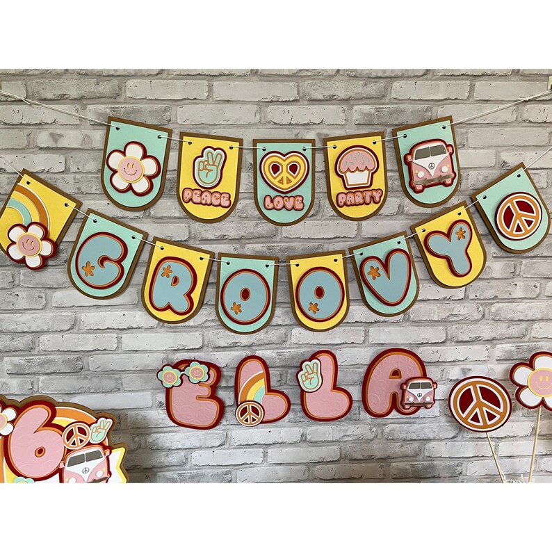 Groovy Birthday Bannerhippie Birthday Banner70's - Etsy