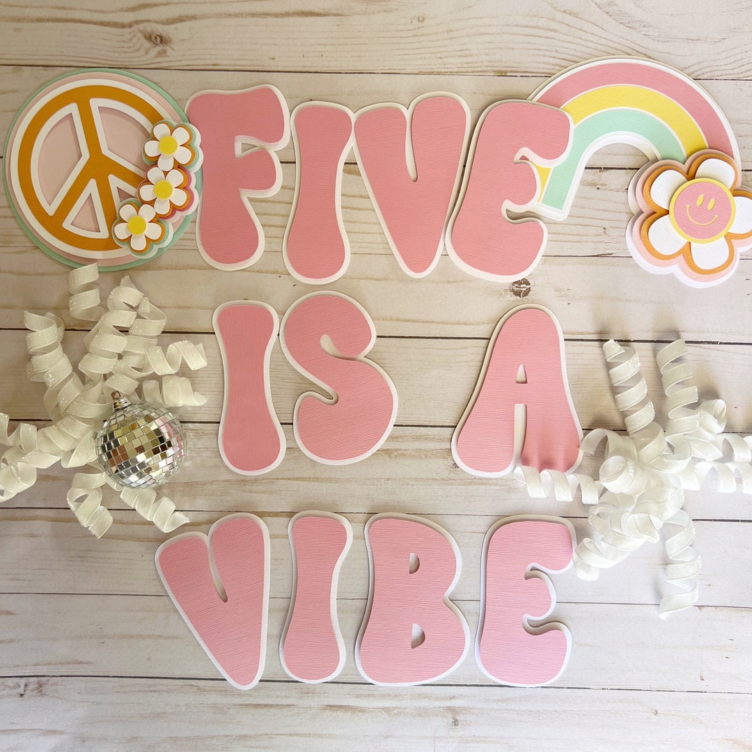 Five is a Vibe Birthday Banner|five is a Vibe Party|hippie Birthday ...