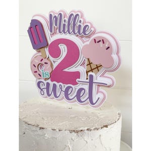 Two Sweet Personalized Cake Topper|donut Birthday Cake Topper|ice Cream ...