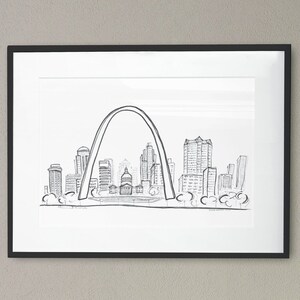 St. Louis Sketch Art Print, St. Louis Skyline Print, Gateway Arch ...
