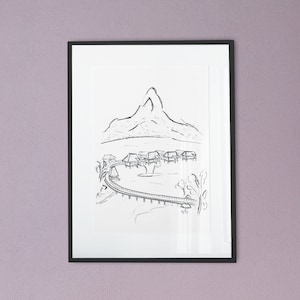 Bora Bora Sketch Art Print, French Polynesia Art, Pacific Ocean Island ...