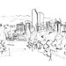 Denver Skyline Sketch Art Print, Denver City Park, Ferril Lake ...