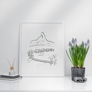 Bora Bora Sketch Art Print, French Polynesia Art, Pacific Ocean Island ...
