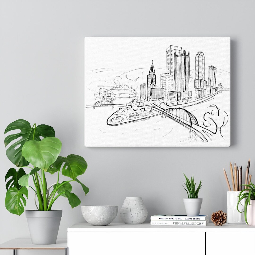Pittsburgh Skyline Canvas Wall Art, Golden Triangle Canvas Print ...