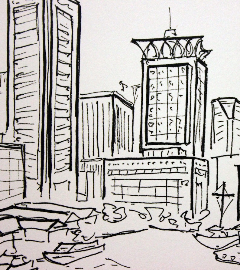 Baltimore Sketch Art Print Inner Harbor Sketch Baltimore - Etsy