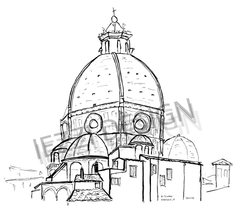 Florence Duomo Sketch Art Print, Italy Architecture Sketch, Florence ...
