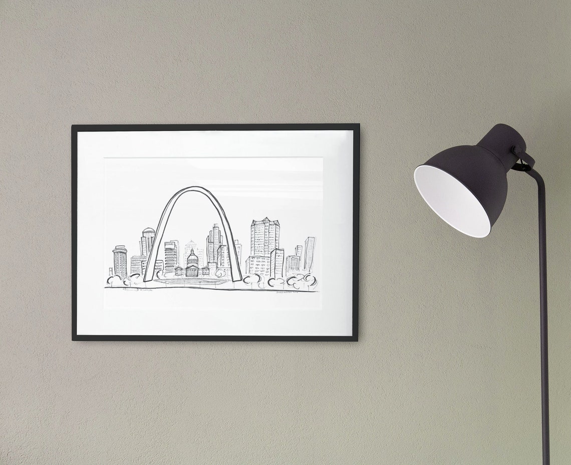 St. Louis Sketch Art Print, St. Louis Skyline Print, Gateway Arch ...
