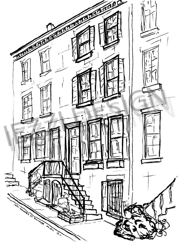 Philadelphia Row House Sketch Art Print Philly Center City - Etsy