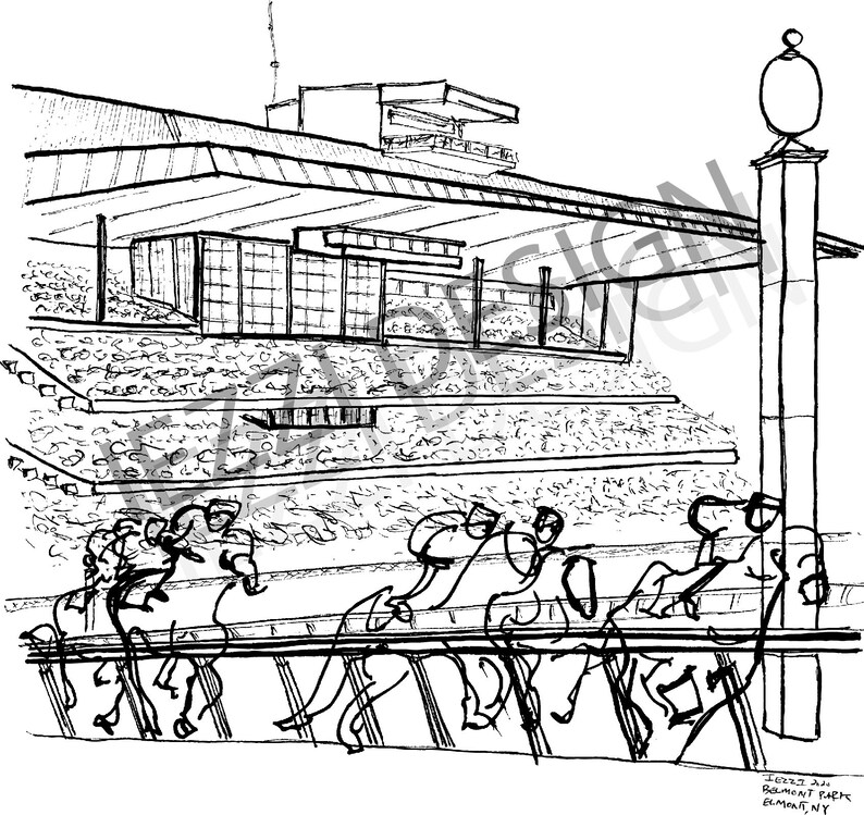 Belmont Park Sketch Art Print Elmont NY Print Belmont Stakes - Etsy