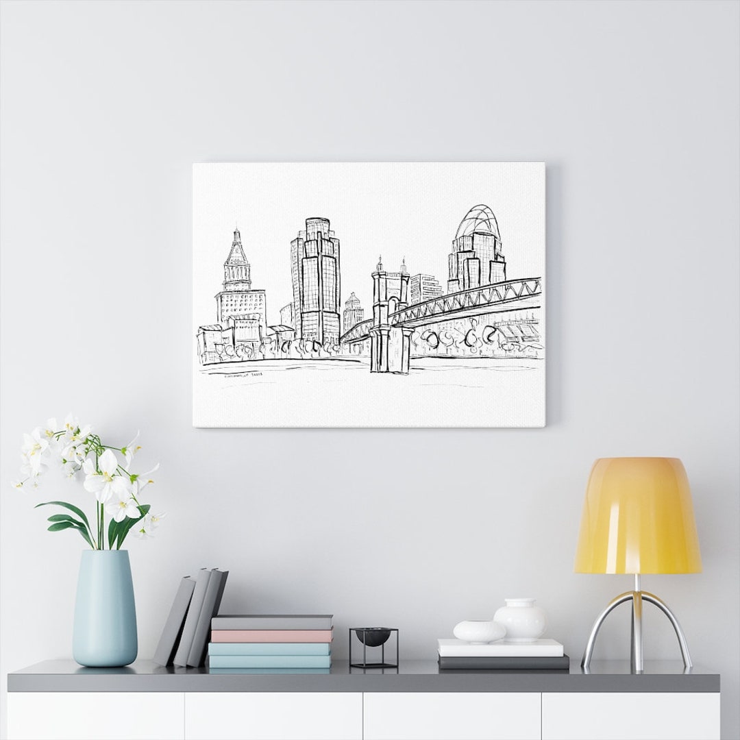 Cincinnati Skyline Canvas Wall Art, Cincy OH Canvas Print, Cincinnati ...
