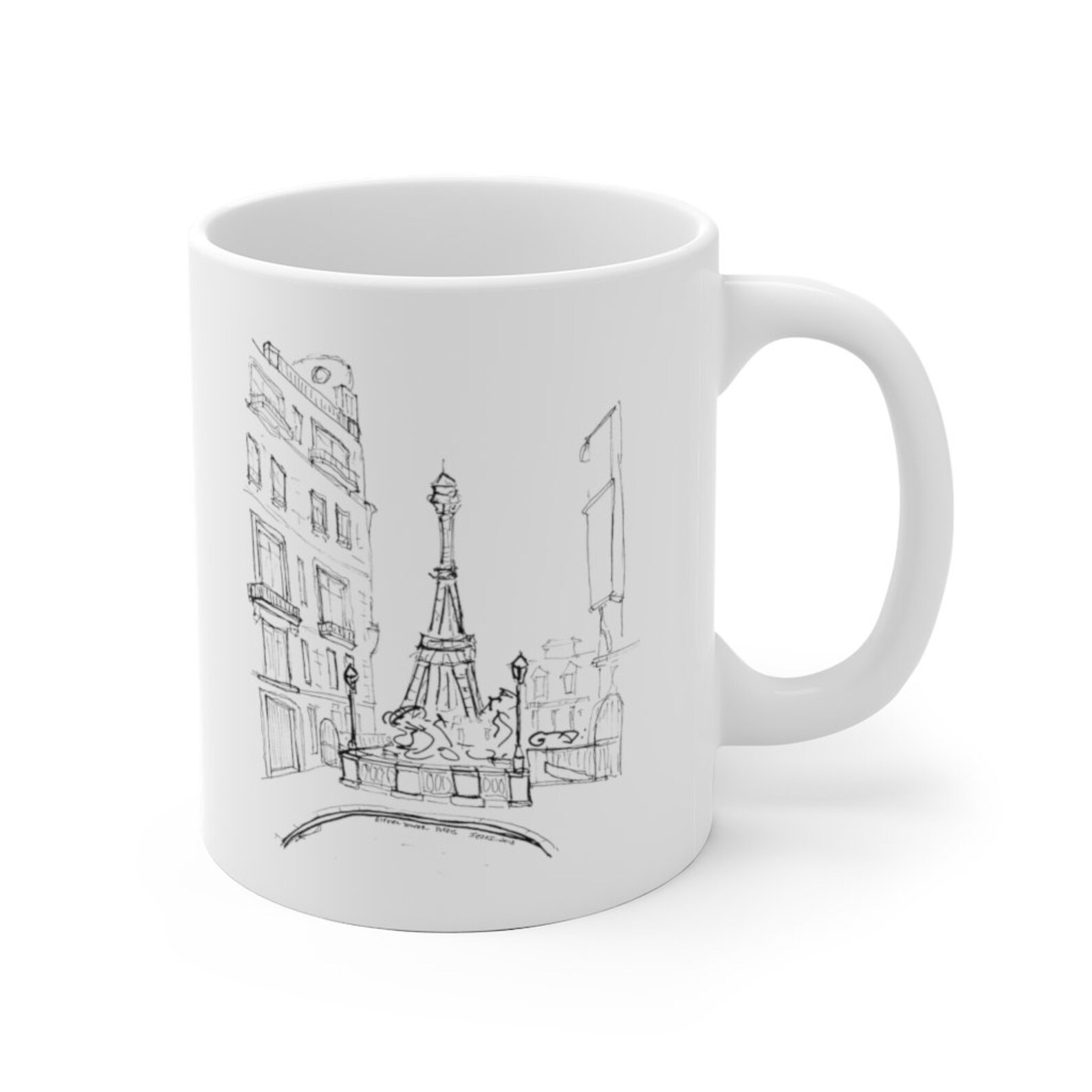 Paris Eiffel Tower Ceramic Mug Paris France Coffee Mug Black - Etsy