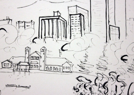 Downtown Denver Sketch Art