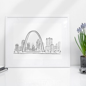 St. Louis Sketch Art Print, St. Louis Skyline Print, Gateway Arch ...
