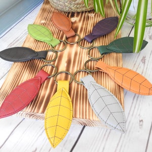 Leather Leaf Key Ring: Soft Cow Leather, Handmade - Etsy UK