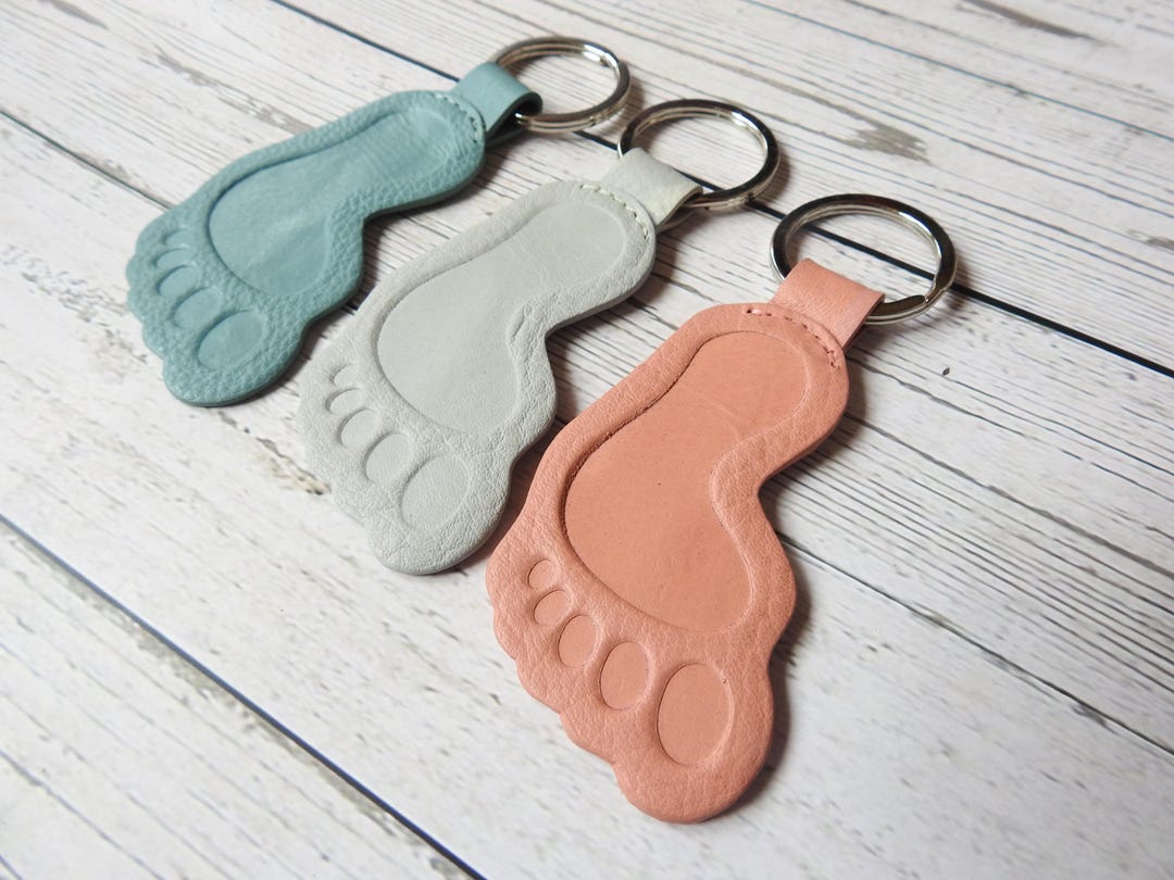 Footprint Keyring, Leather Footprint Keyring, Funny Foot Keyring, Foot ...