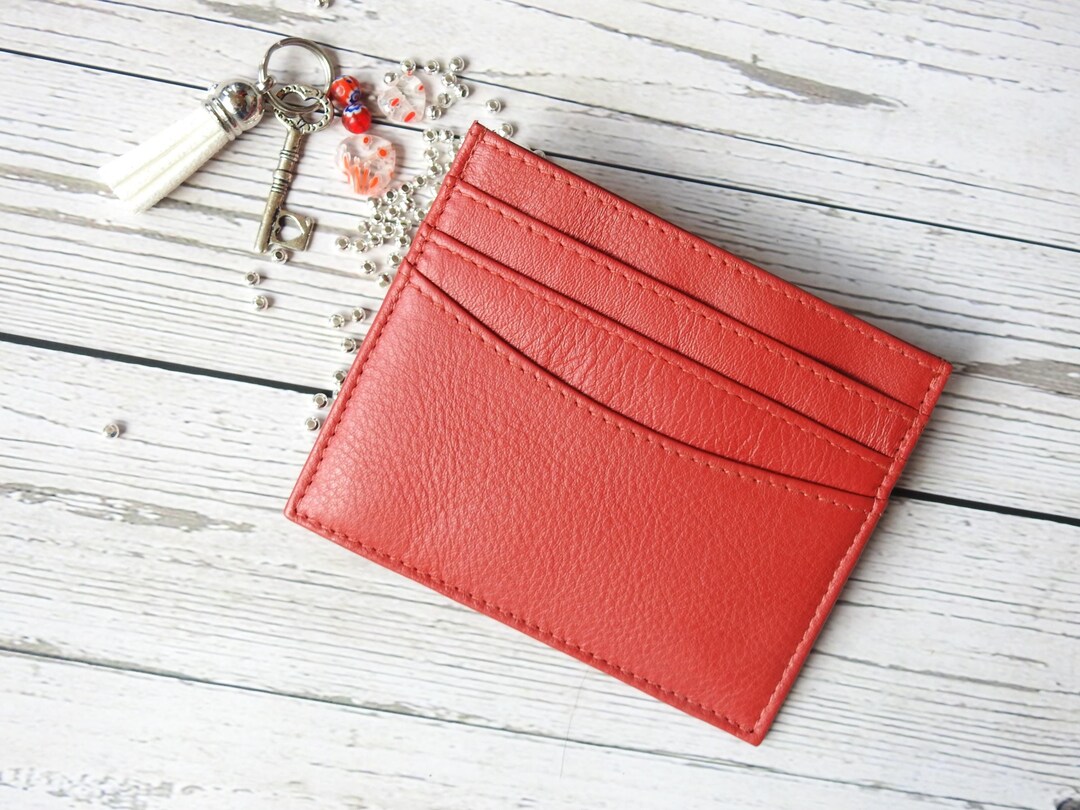 Red Leather Card Case | Fire Hose Red Card Case | Red Leather Card ...