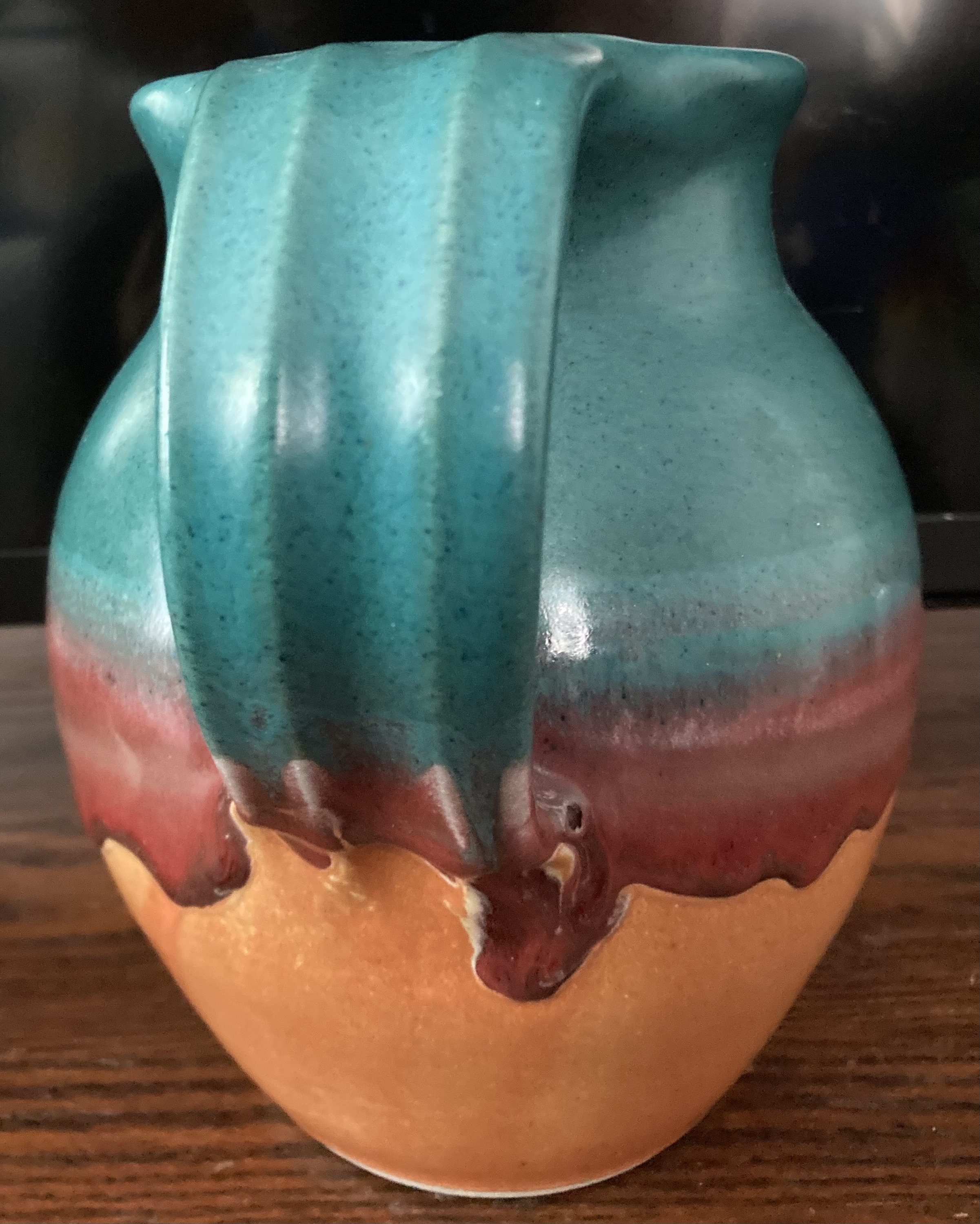 Walt Glass Pottery RARE Trio Texas Sunset Goblets and Pitcher Drip ...