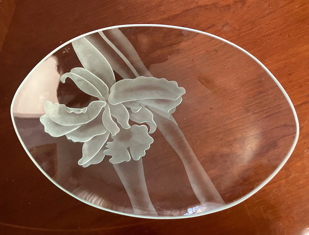 Dorothy Thorpe Artist Rare 1960s Art Glass Large Oval SHALLOW BOWL Sand ...