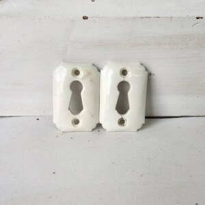 Large Antique Porcelain Key Hole Covers, Antique White Ceramic Key Hole ...