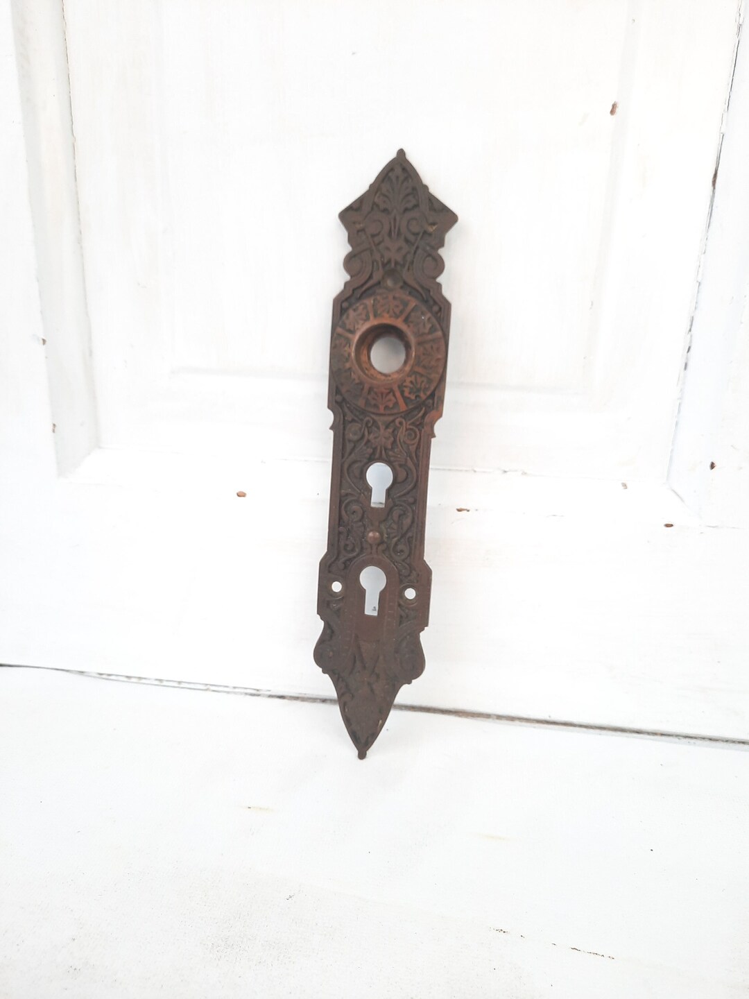 Exterior Door Plate, Antique Door Plate Double Keyhole, Two Key Hole ...